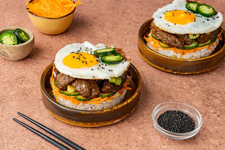 Korean BBQ beef rice stack - Eatertainment